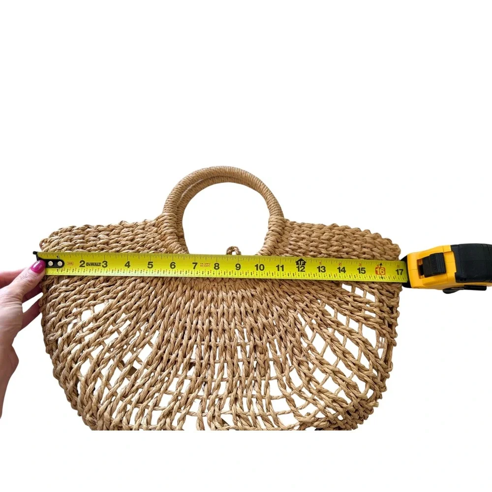 Bags | Womens Natural Straw Woven Handbag Semi Circle Tote Beach Bag ...